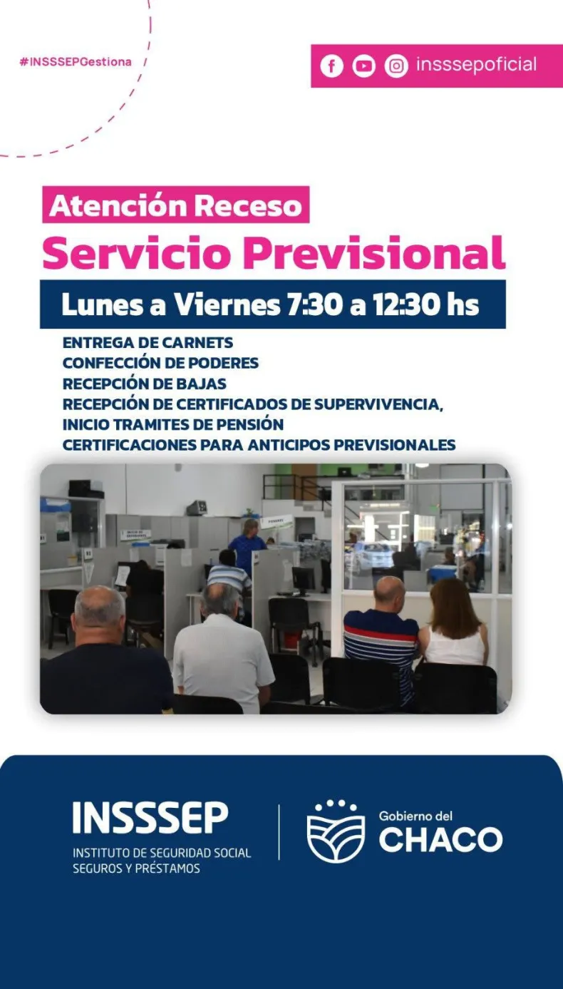 INSSSEP ajusta su horario por el receso invernal: desde las 7.30 hasta las 12.30 horas | Diario TAG