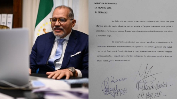 Antonio Rodas renunció a la intendencia de Fontana y seguirá como ...